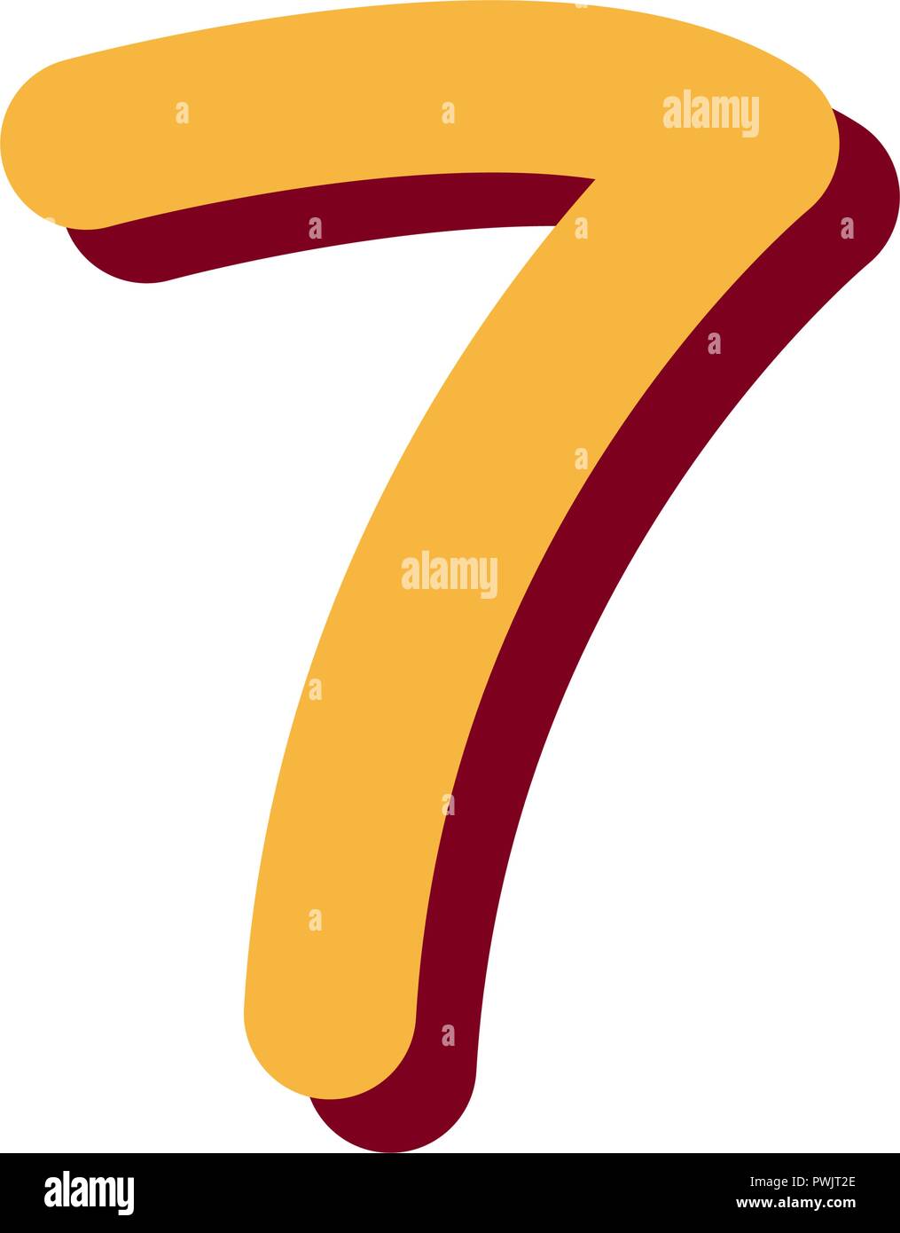 yellow number seven font on white background vector illustration Stock ...