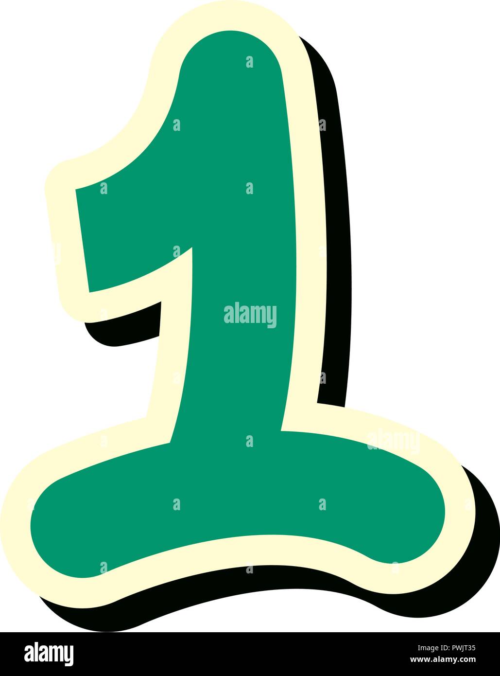 green number one on white background vector illustration Stock Vector ...