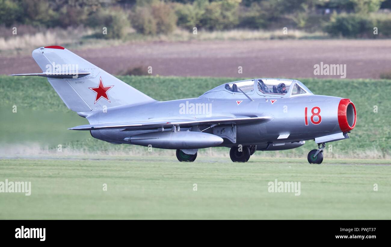 Mikoyan-Gurevich MiG-15 “RED 18” flying at the IWM Duxford Battle of ...