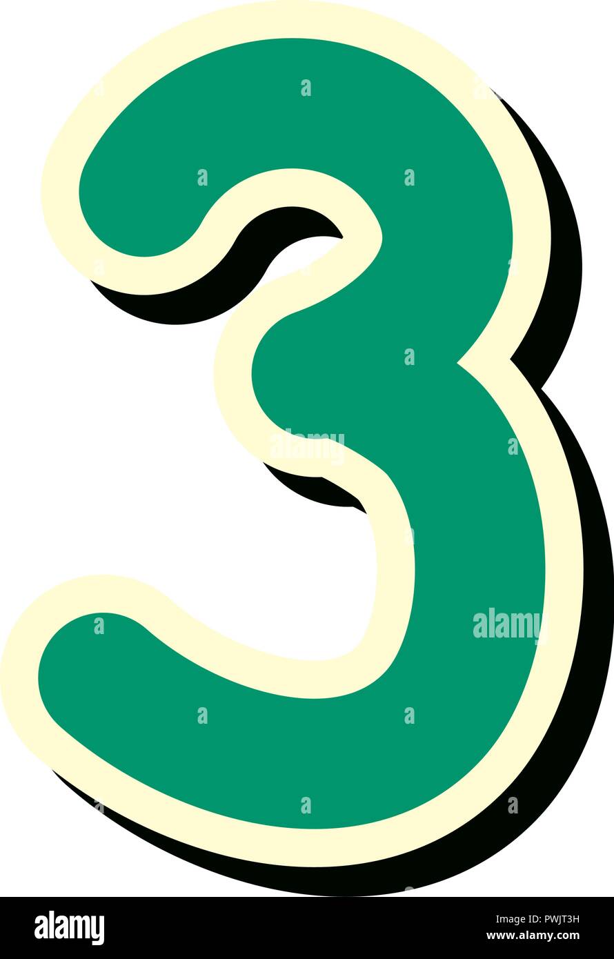 green number three on white background vector illustration Stock Vector ...