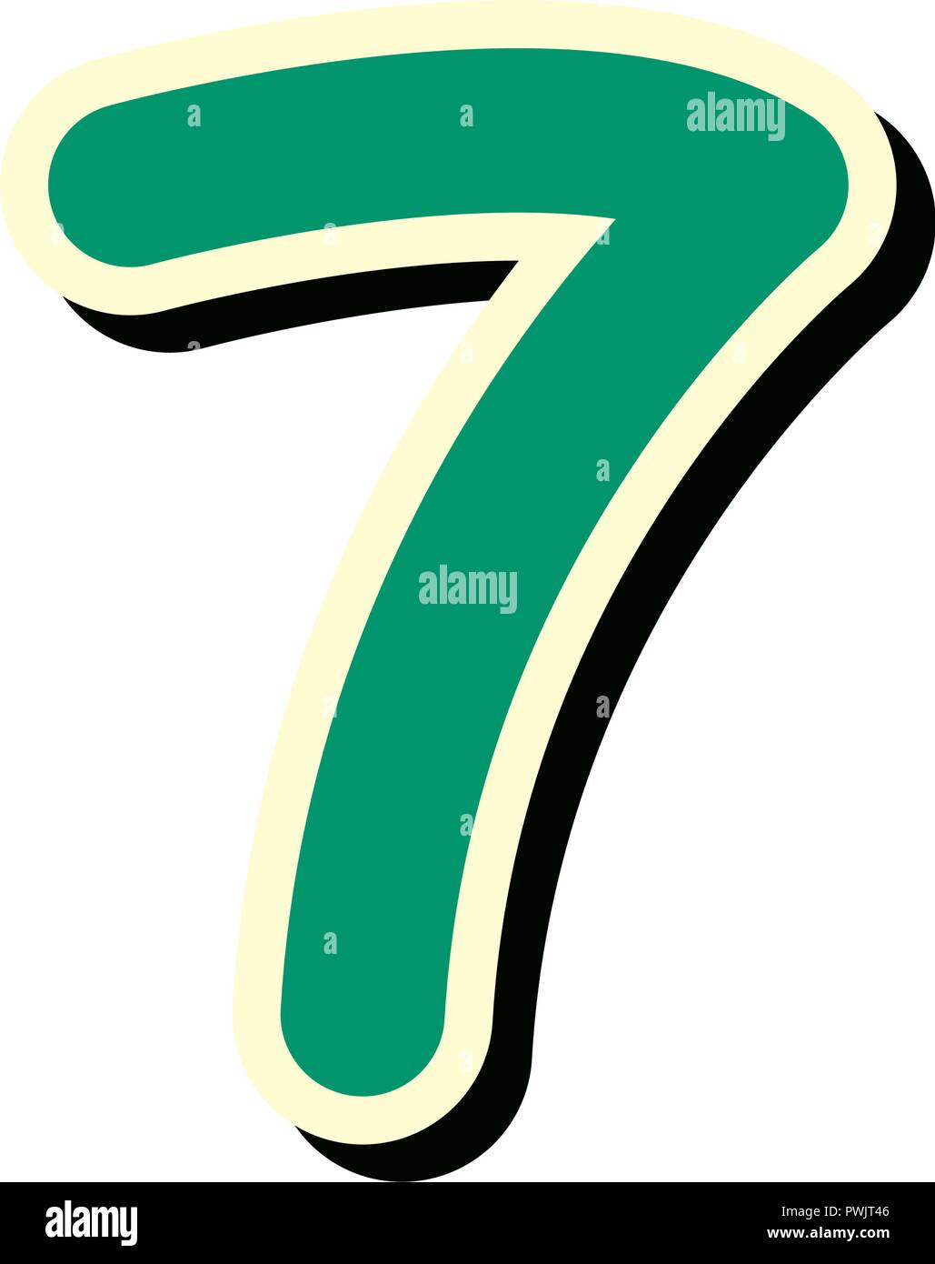 green number seven on white background vector illustration Stock Vector ...