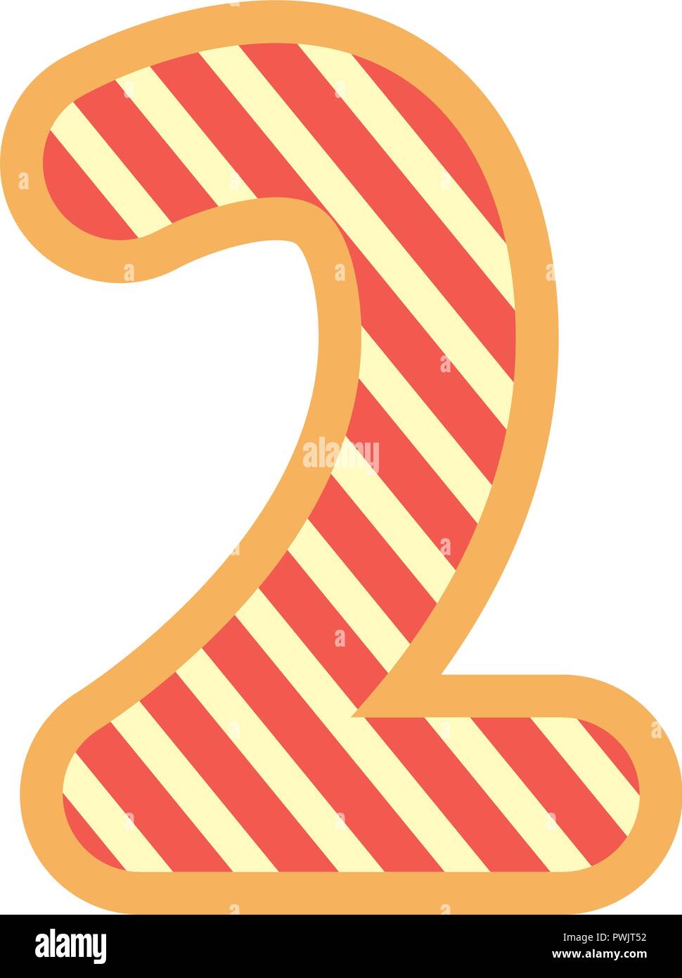 striped number two font on white background vector illustration Stock ...