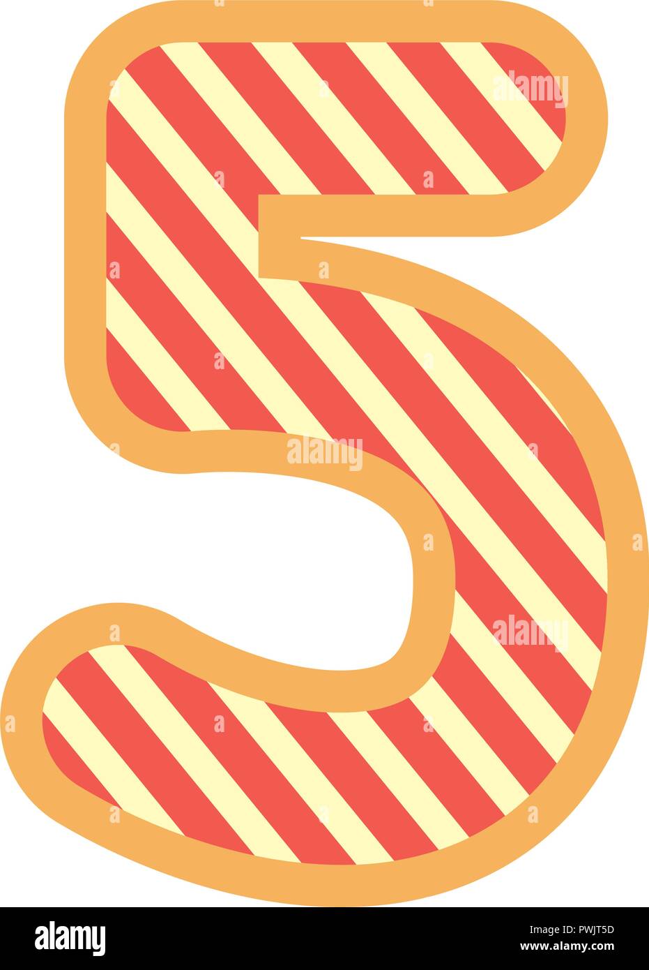 striped number five font on white background vector illustration Stock ...