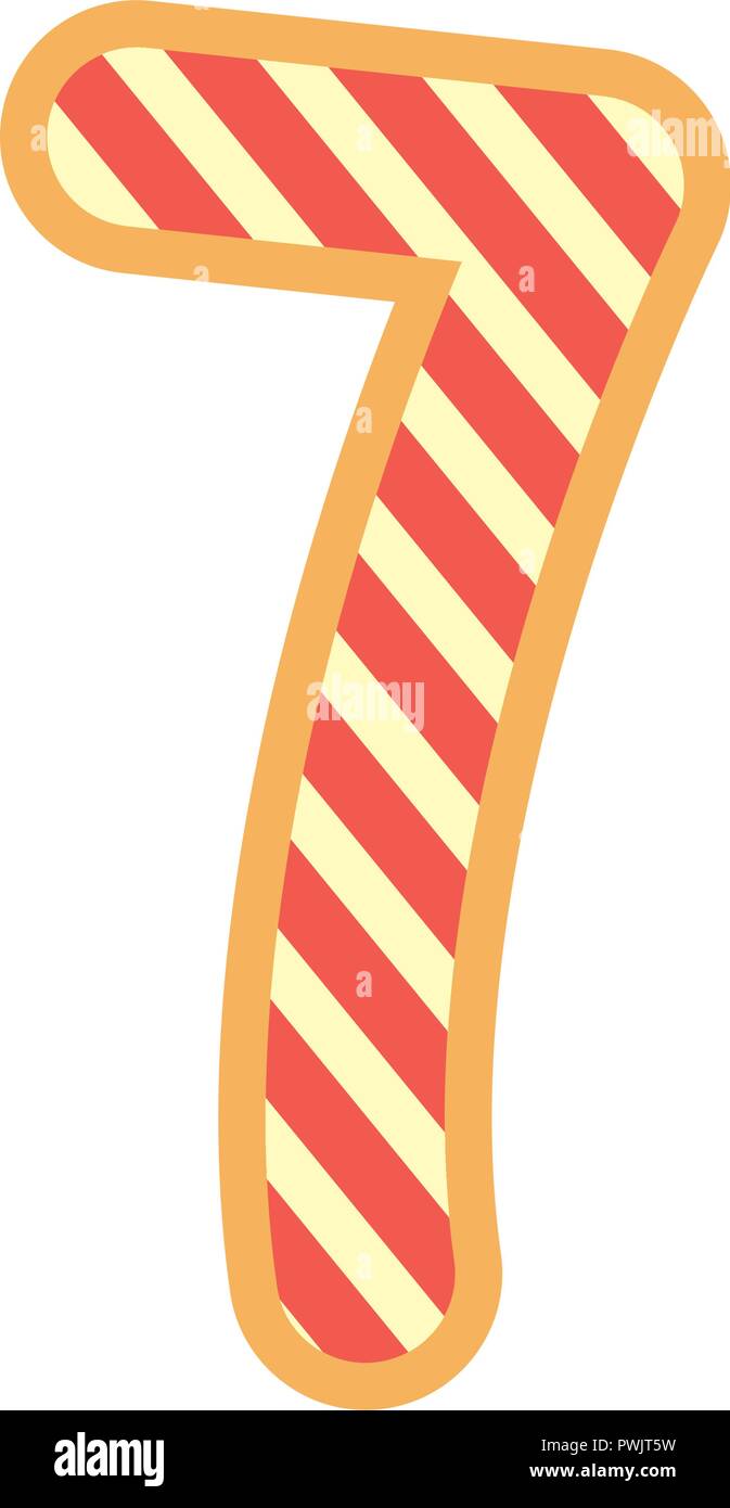 striped number seven font on white background vector illustration Stock ...