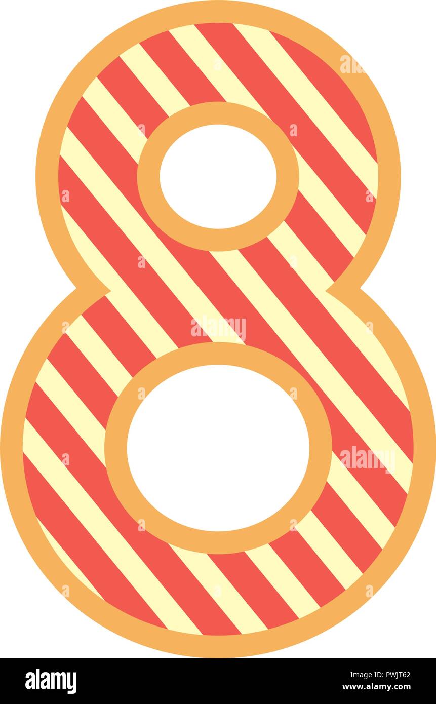 striped number eight font on white background vector illustration Stock ...