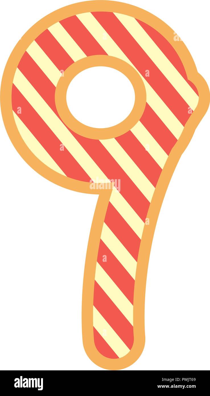 striped number nine font on white background vector illustration Stock ...