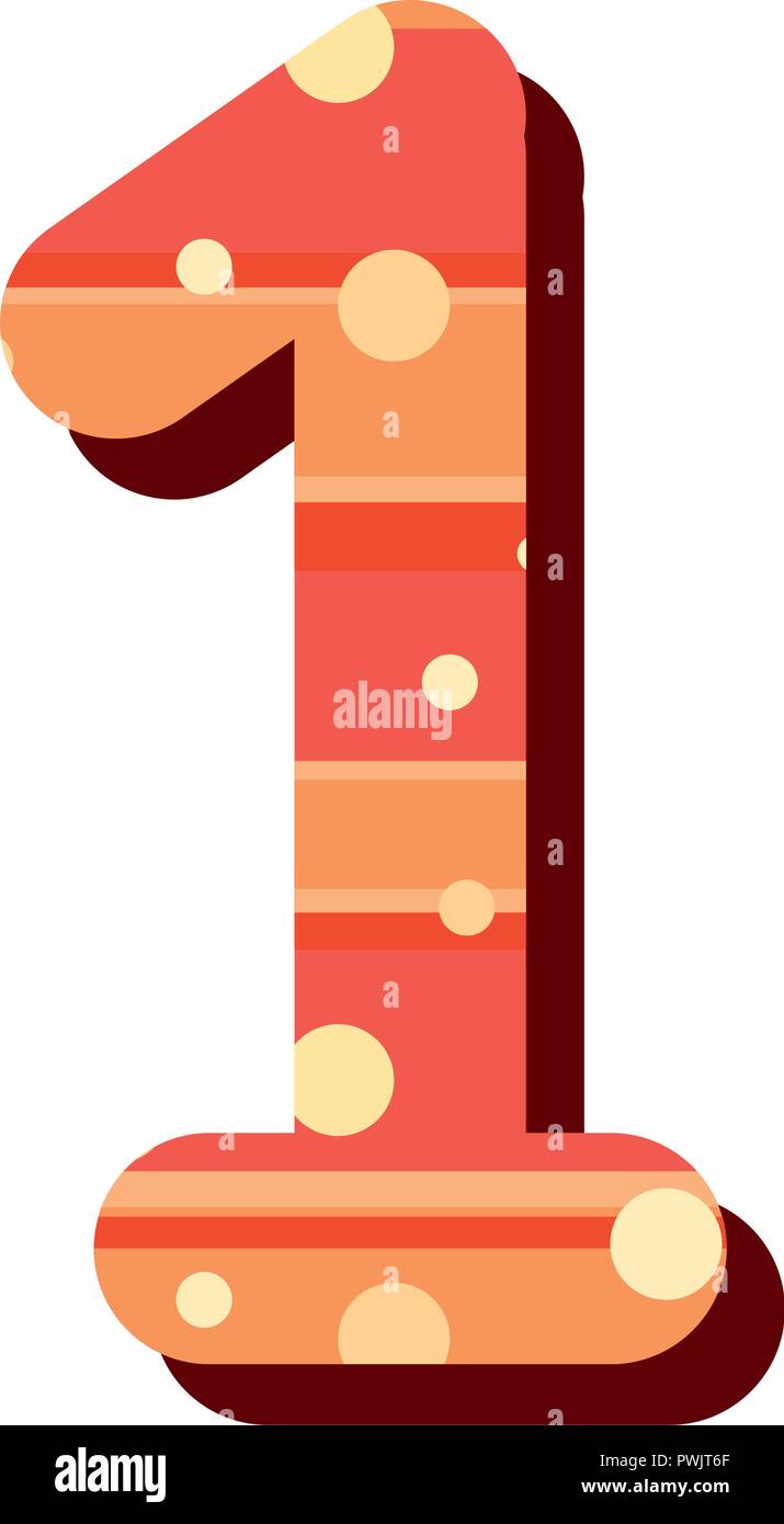 retro one number font on white background vector illustration Stock ...