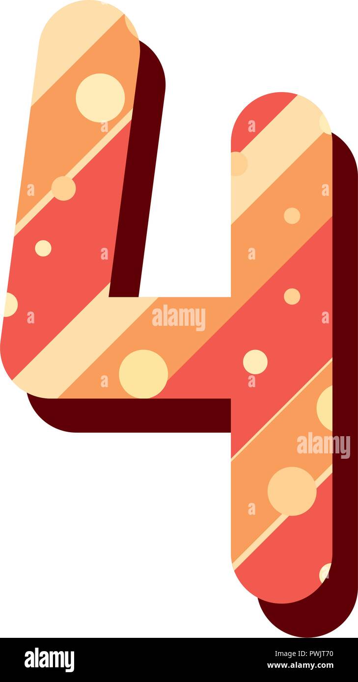 retro number four font on white background vector illustration Stock ...