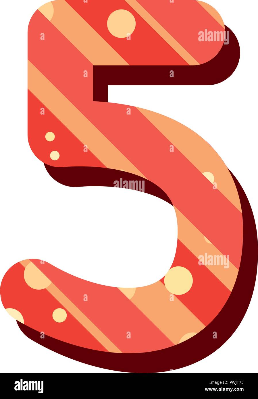 retro number five font on white background vector illustration Stock ...