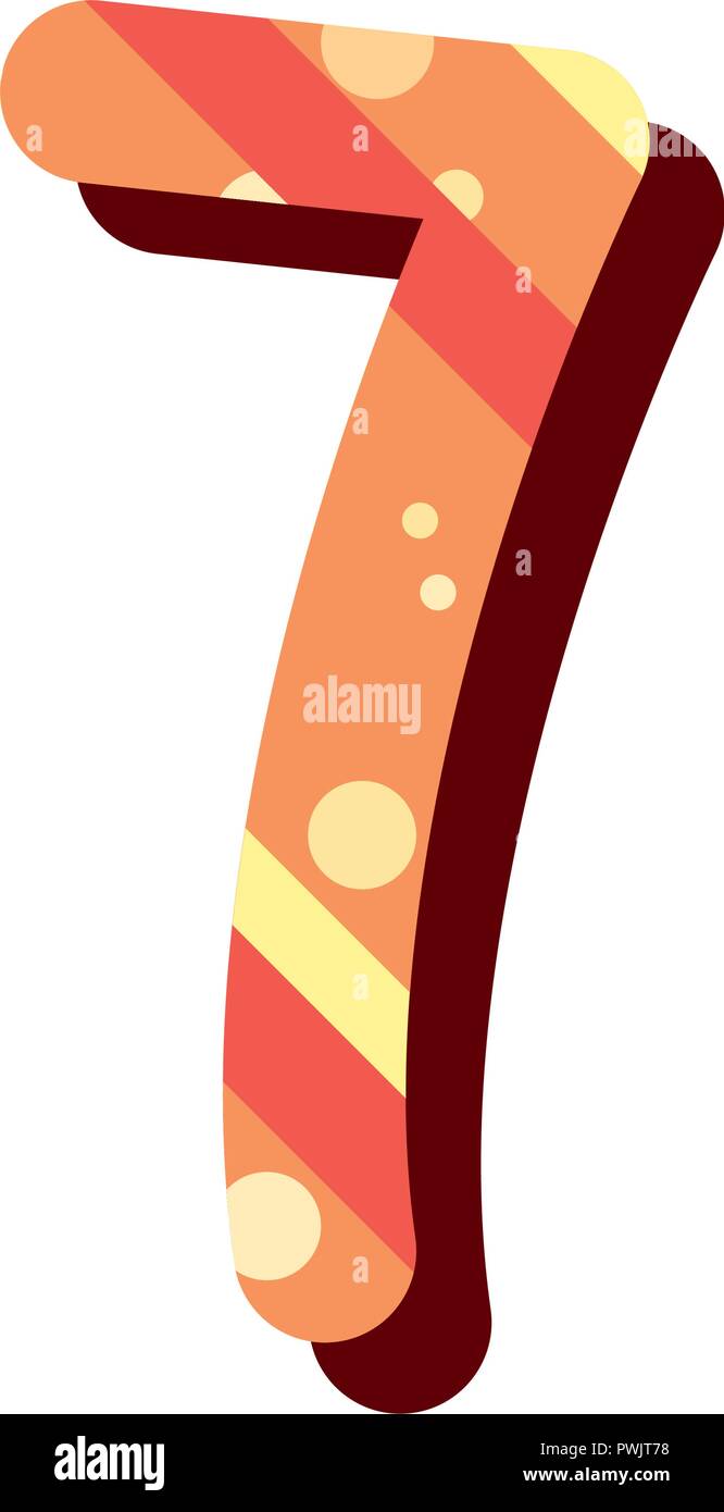 retro number seven font on white background vector illustration Stock ...