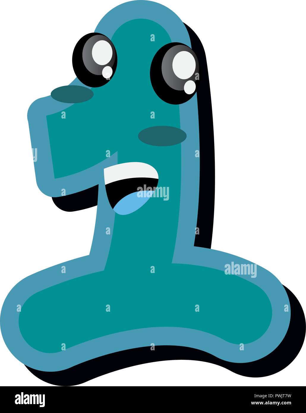 kawaii one number cartoon on white background vector illustration Stock ...