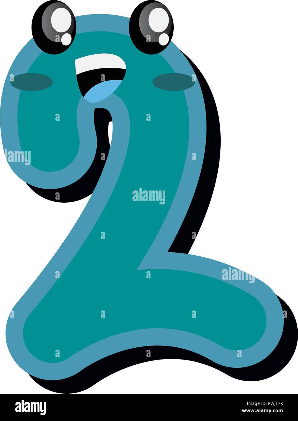 kawaii number two cartoon on white background vector illustration Stock ...
