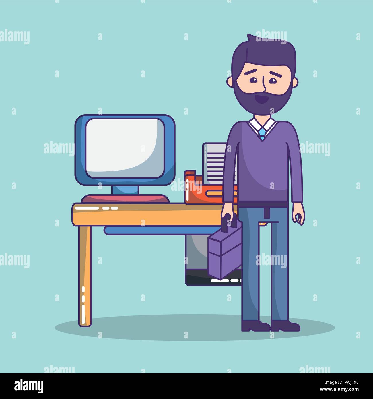 business office employee workspace cartoon Stock Vector Image & Art - Alamy