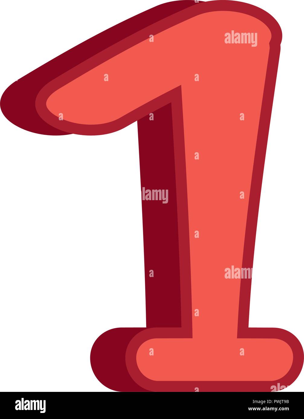 red one number 3d font on white background vector illustration Stock ...