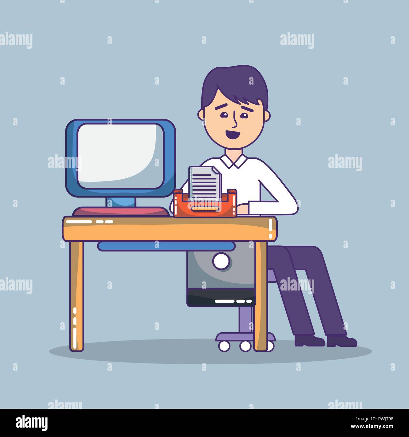 business office employee workspace cartoon Stock Vector Image & Art - Alamy