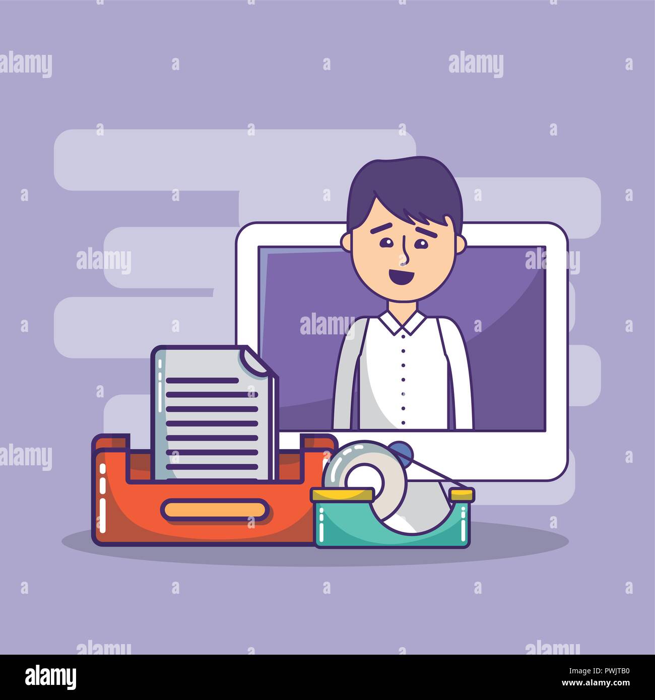 business office employee workspace cartoon Stock Vector Image & Art - Alamy