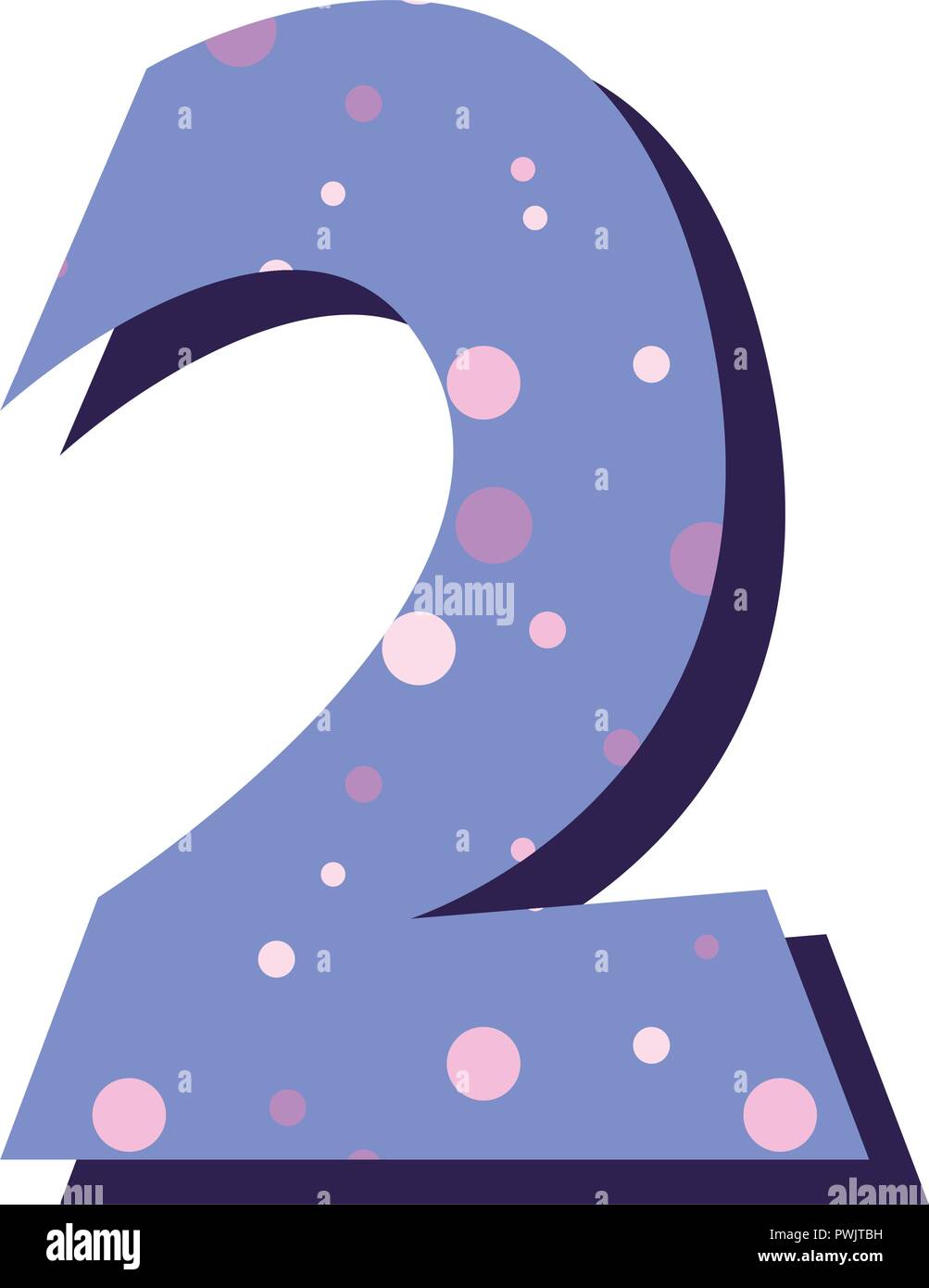 purple bubbles font number two on white background vector illustration ...