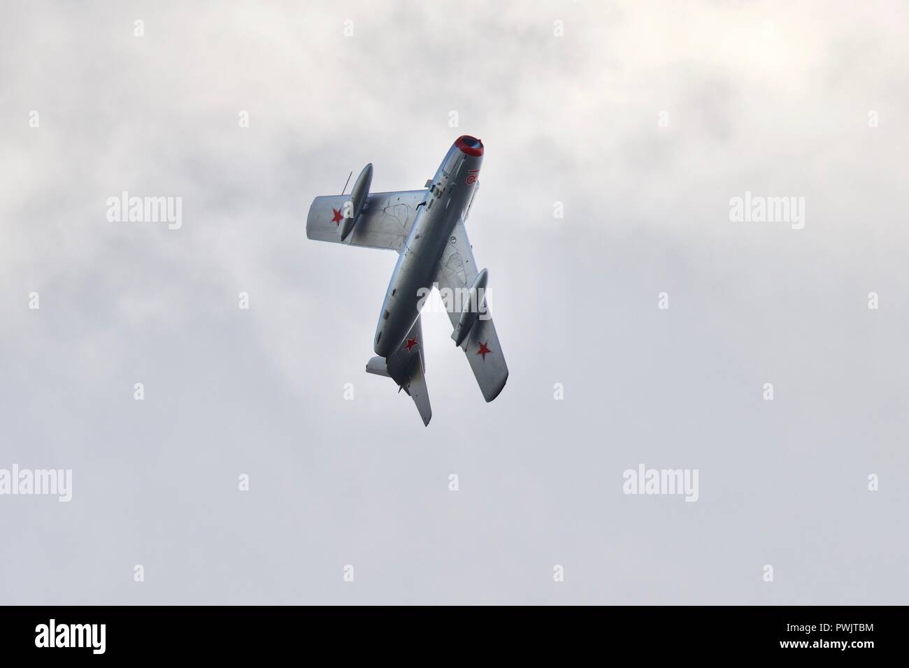 Mikoyan-Gurevich MiG-15 “RED 18” flying at the IWM Duxford Battle of ...