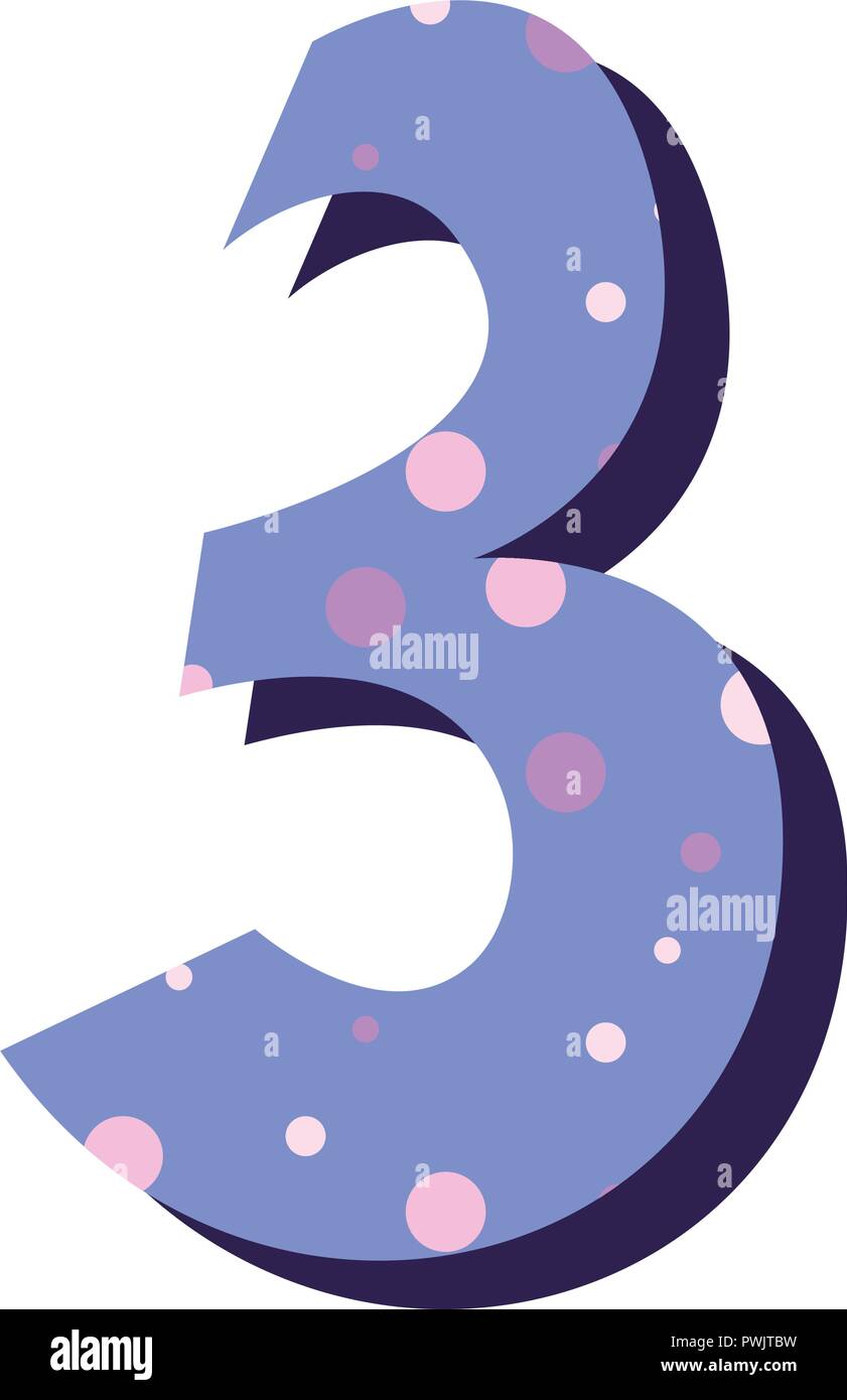purple bubbles font number three on white background vector ...