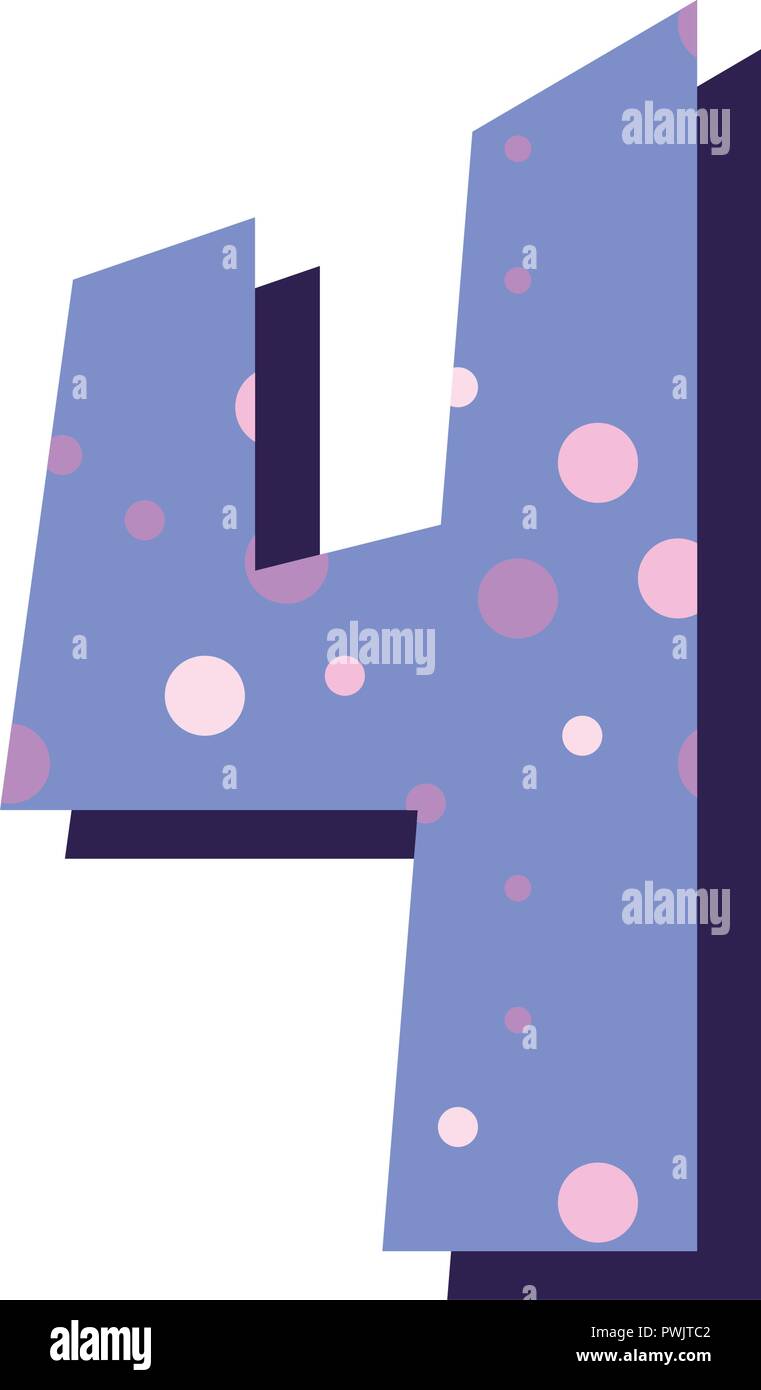 purple bubbles font number four on white background vector illustration ...