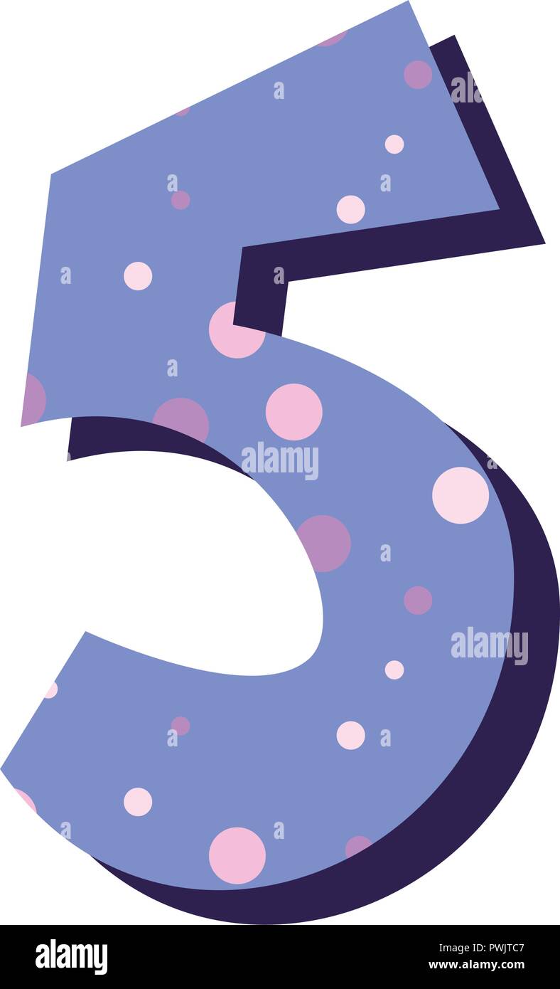 purple bubbles font number five on white background vector illustration ...