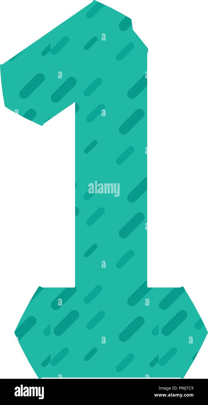 green one number font on white background vector illustration Stock ...