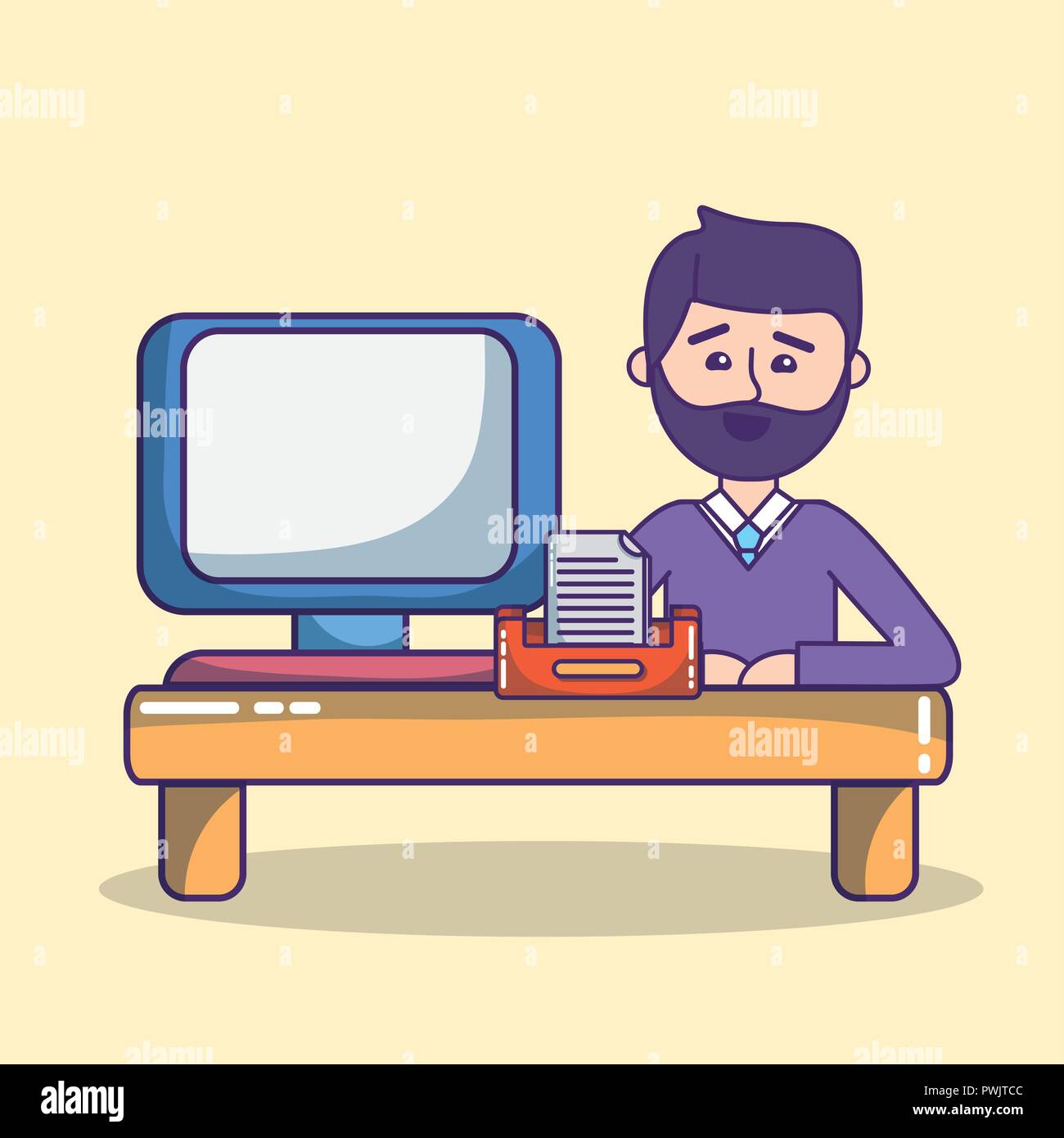 business office employee workspace cartoon Stock Vector Image & Art - Alamy
