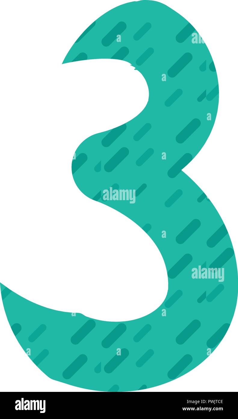 green number three font on white background vector illustration Stock ...