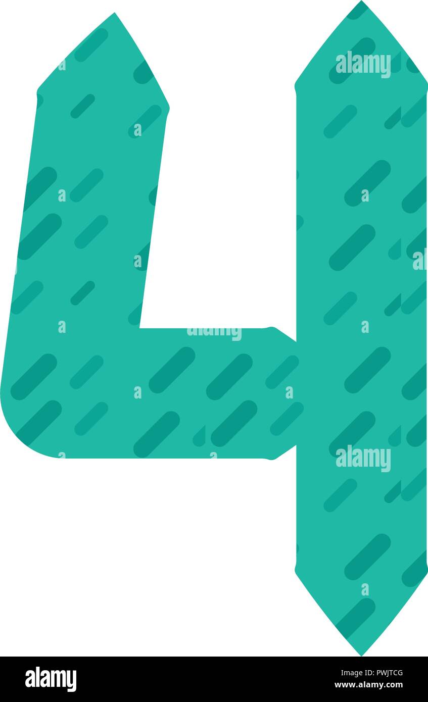 green number four font on white background vector illustration Stock ...