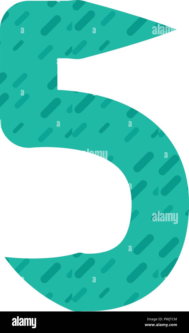 green number five font on white background vector illustration Stock ...