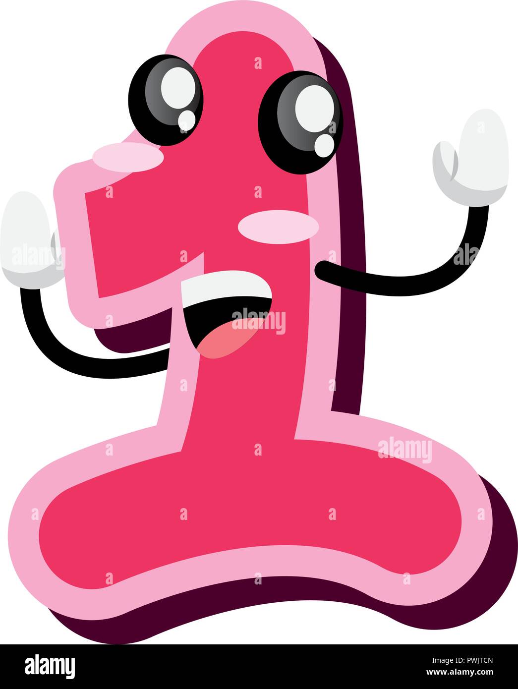 kawaii one number cartoon on white background vector illustration Stock ...