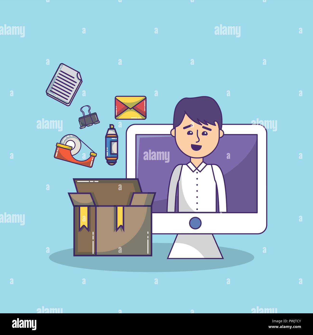 business office employee workspace cartoon Stock Vector Image & Art - Alamy