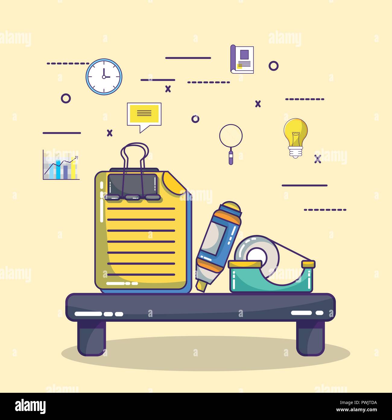 Paperwork table planning Stock Vector Images - Alamy