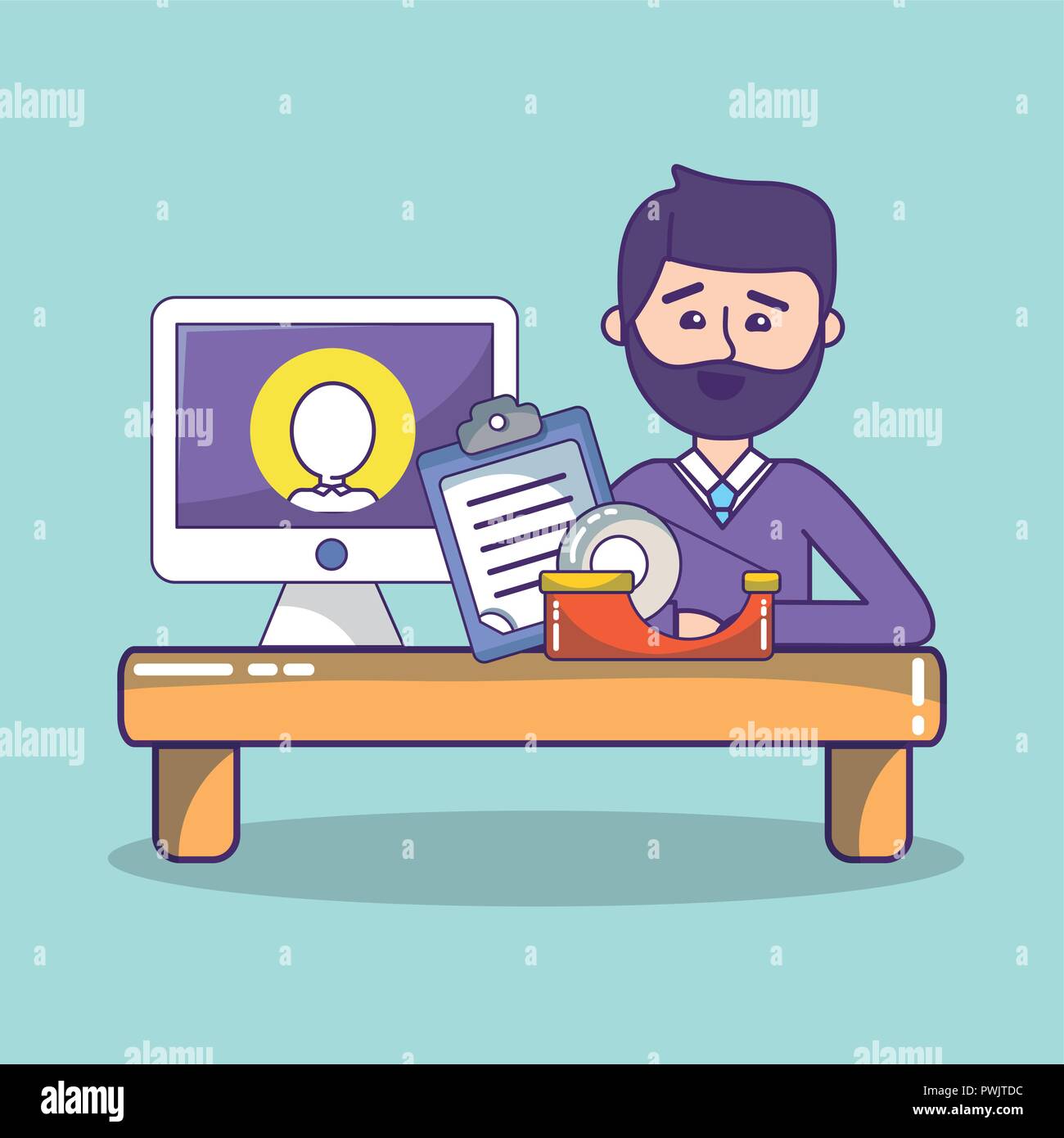 business office employee workspace cartoon Stock Vector Image & Art - Alamy
