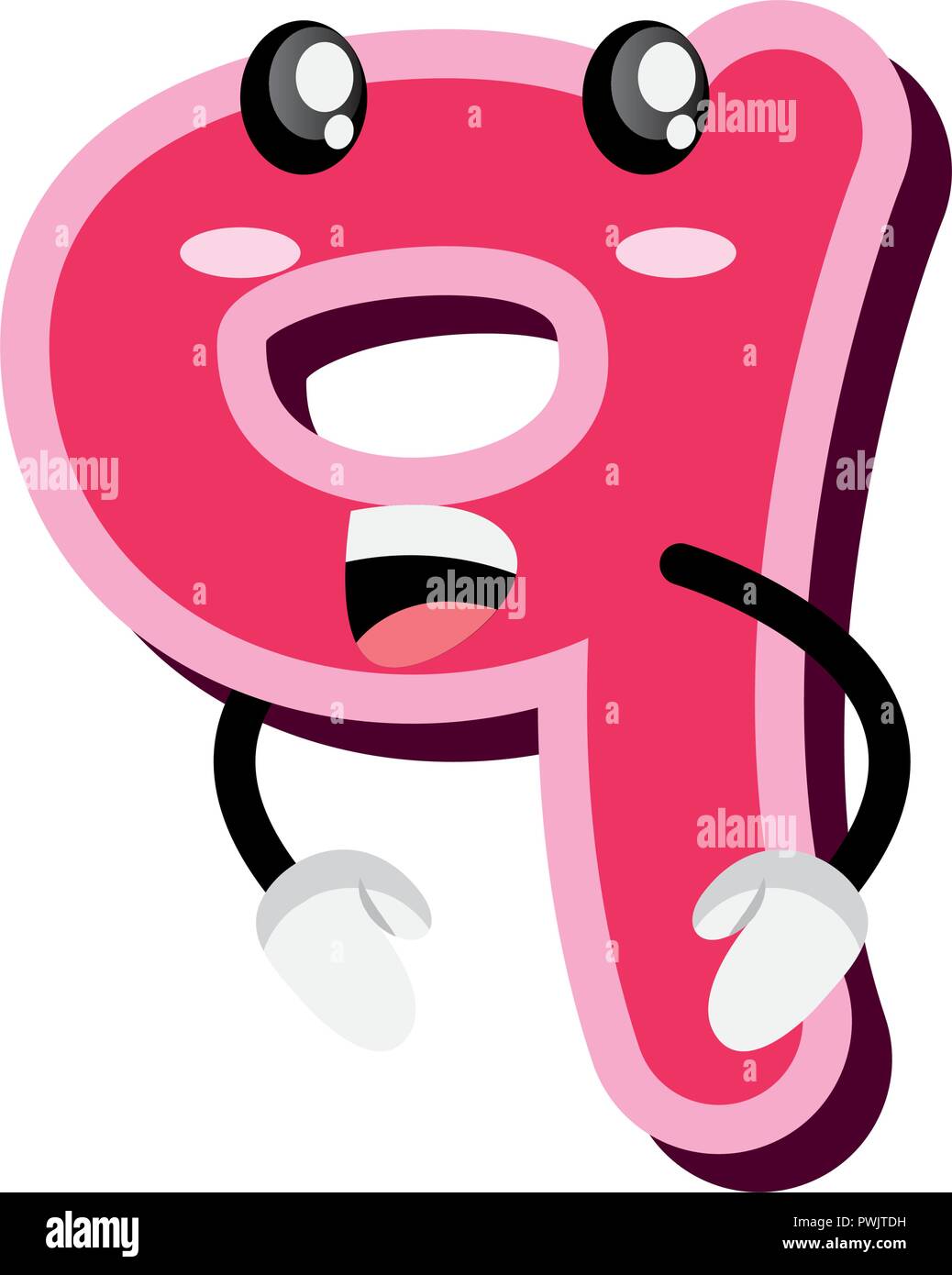 kawaii number nine cartoon on white background vector illustration ...