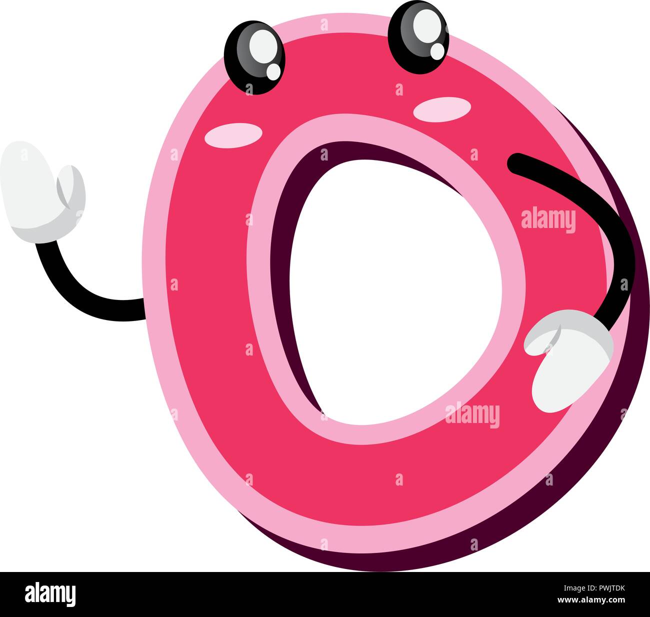 kawaii number zero cartoon on white background vector illustration ...