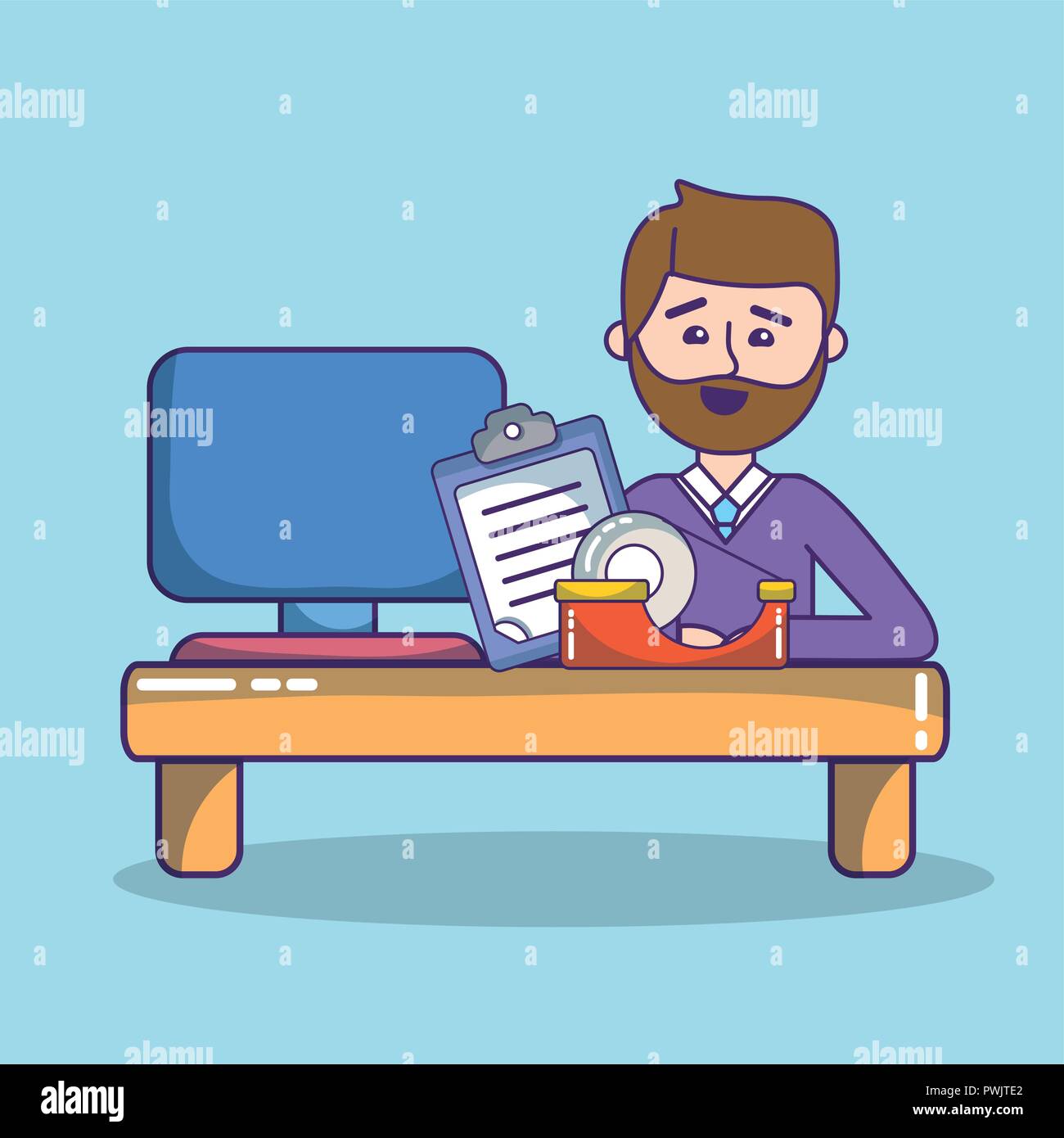 business office employee workspace cartoon Stock Vector Image & Art - Alamy