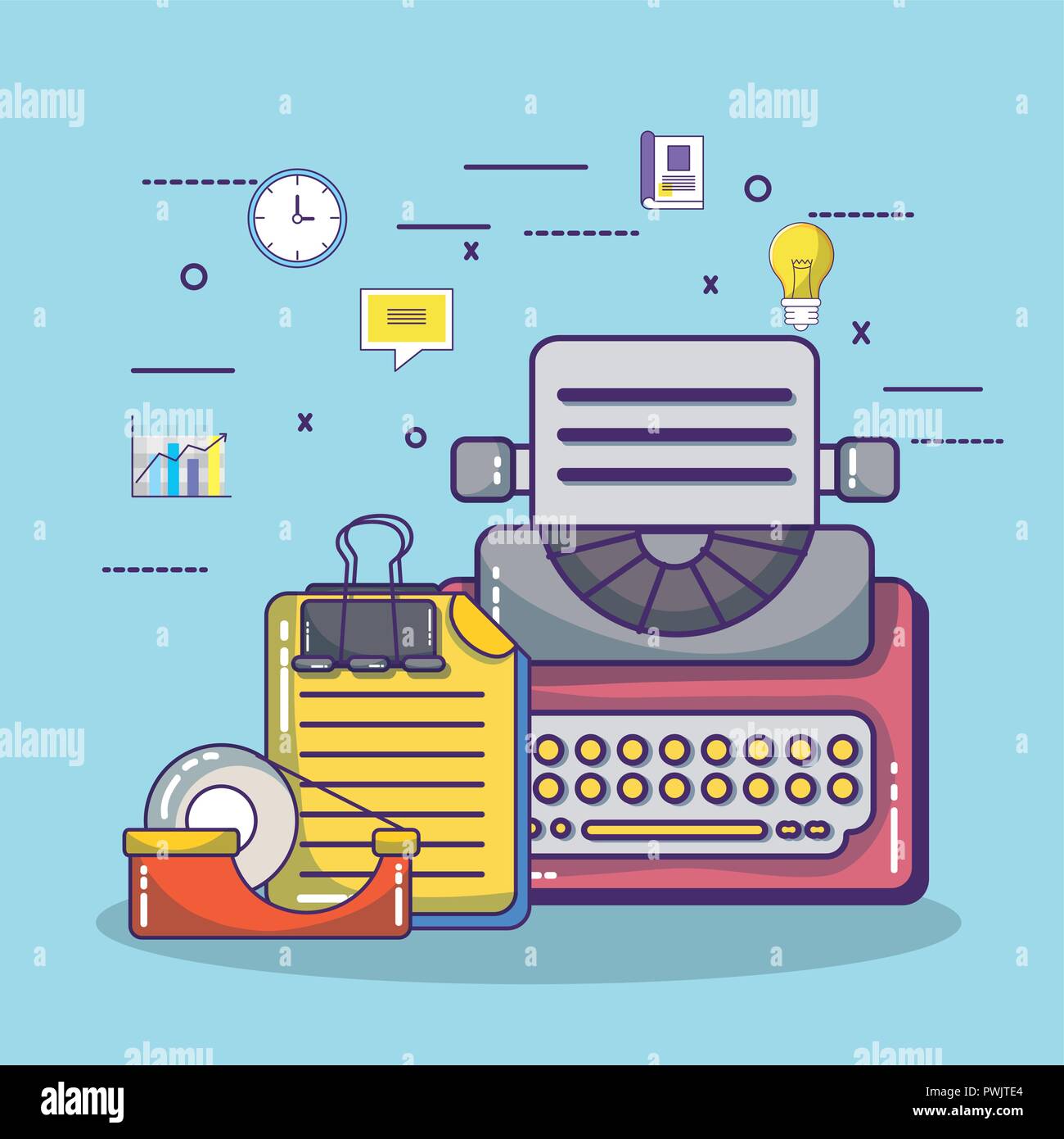 business office workspace supplies cartoon Stock Vector Image & Art - Alamy