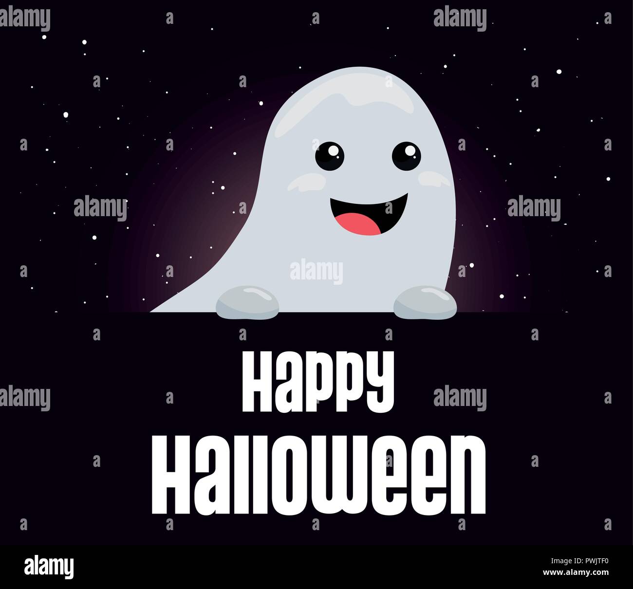happy halloween smiling ghost character vector illustration Stock ...