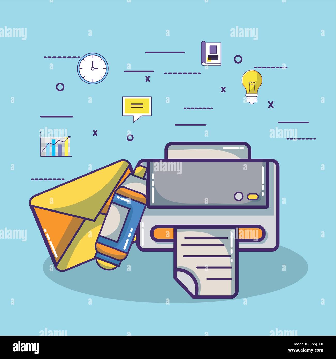 business office workspace supplies cartoon Stock Vector Image & Art - Alamy