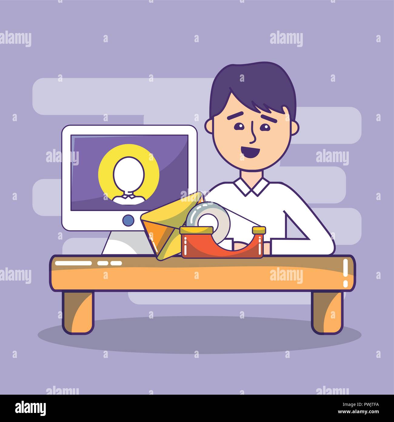 business office employee workspace cartoon Stock Vector Image & Art - Alamy