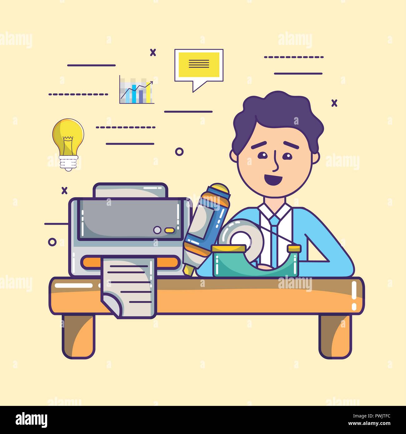 business office employee workspace cartoon Stock Vector Image & Art - Alamy