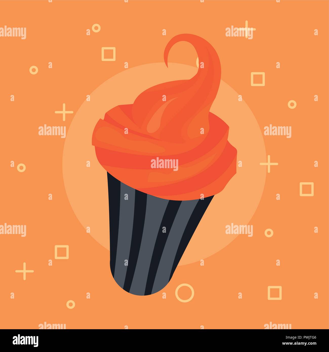 happy halloween orange cake symbols background vector illustration ...
