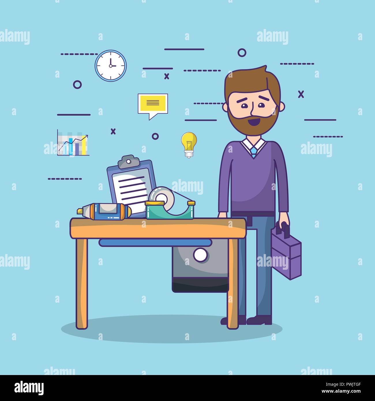 business office employee workspace cartoon Stock Vector Image & Art - Alamy