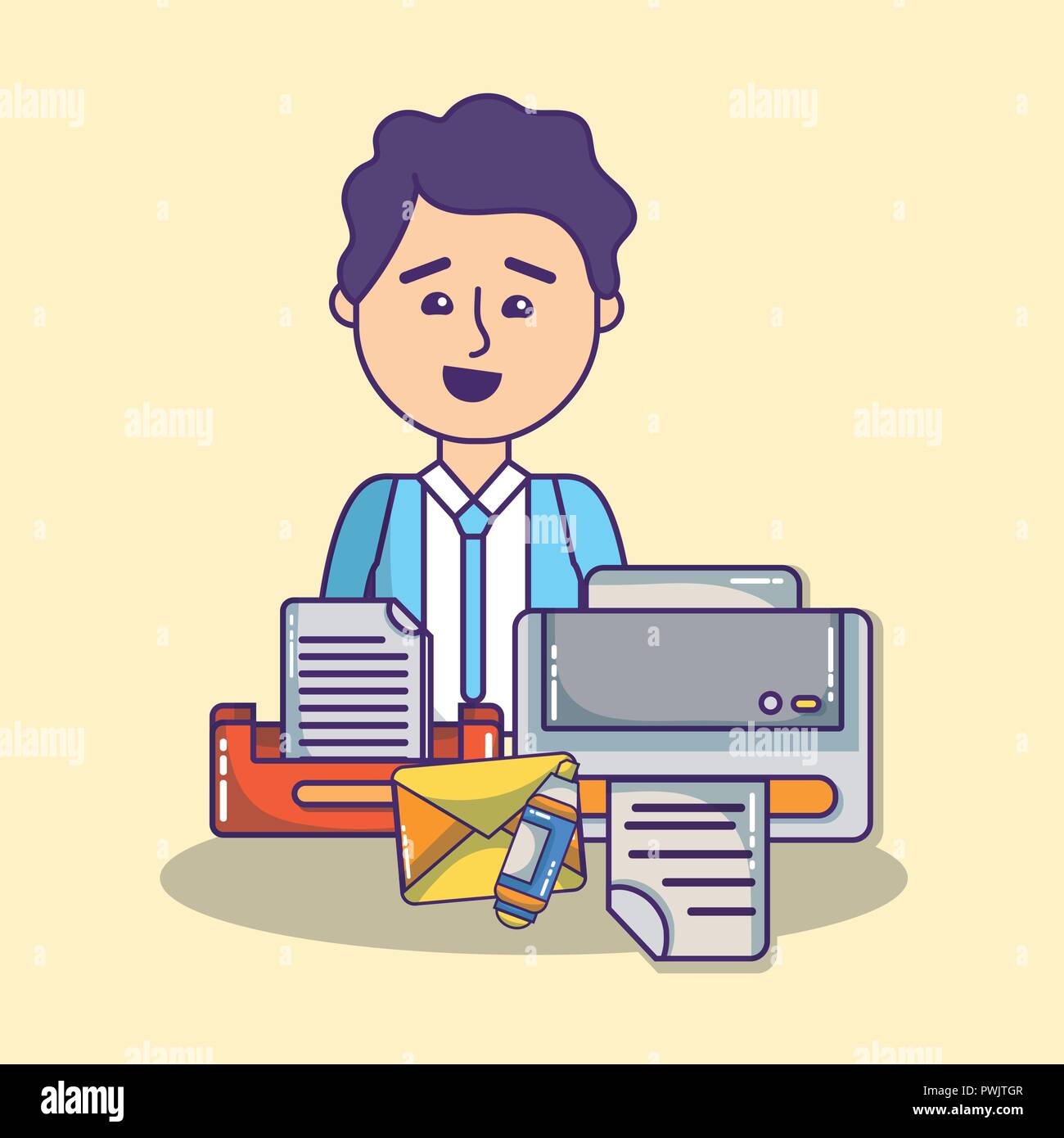 business office employee workspace cartoon Stock Vector Image & Art - Alamy