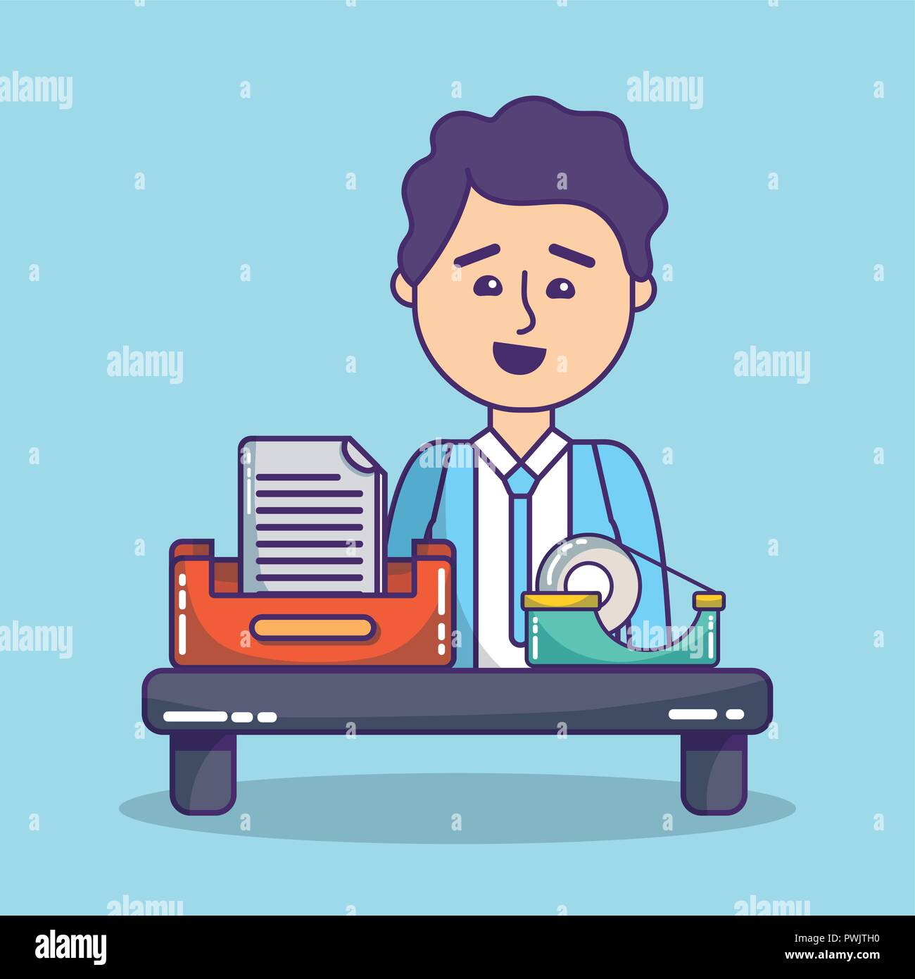 business office employee workspace cartoon Stock Vector Image & Art - Alamy