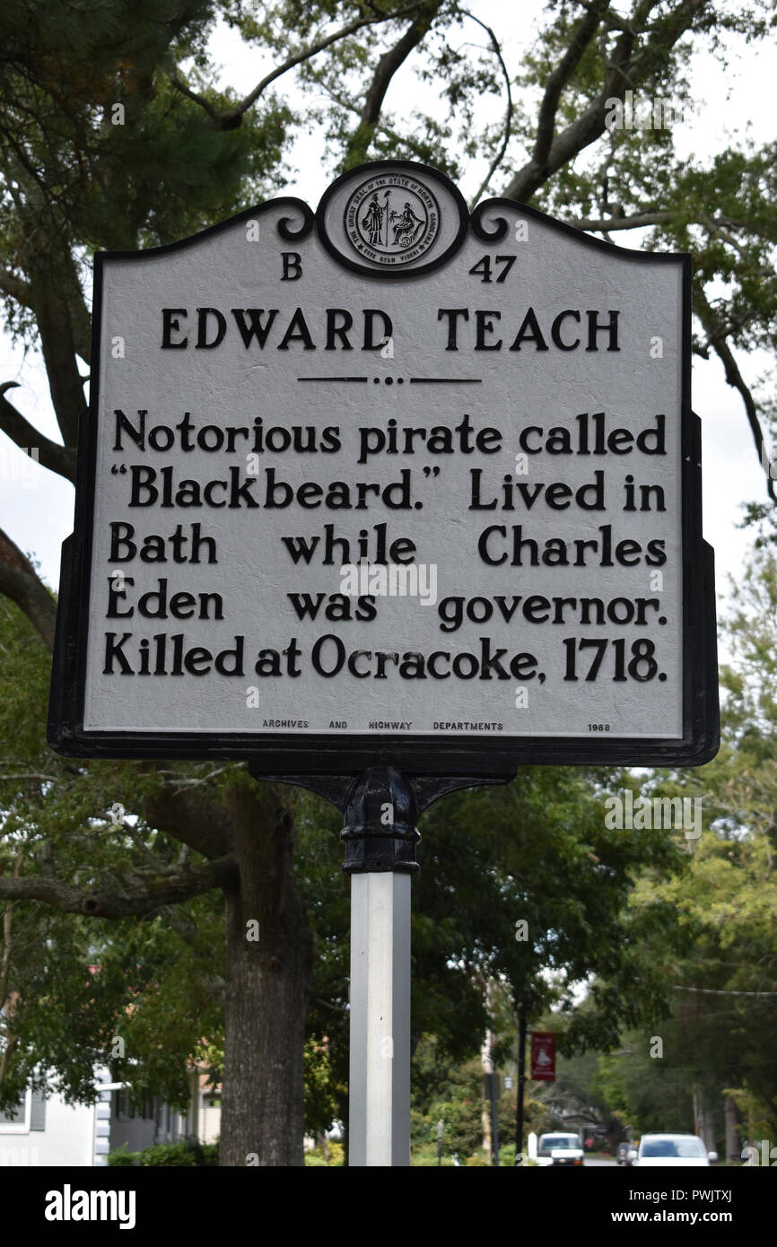 Edward Teach the notorious pirate called Blackbeard lived in Bath ...