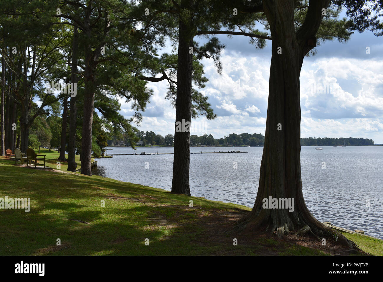 The waterfront along Bath Creek in Bath, North Carolina USA. Bath is ...