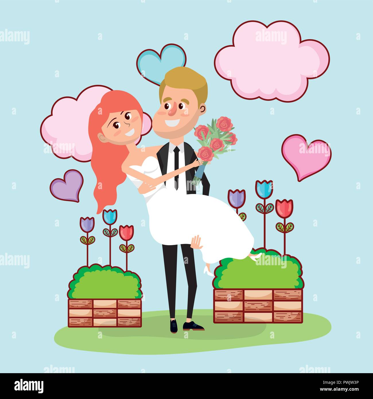wedding card design cartoon Stock Vector Image & Art - Alamy