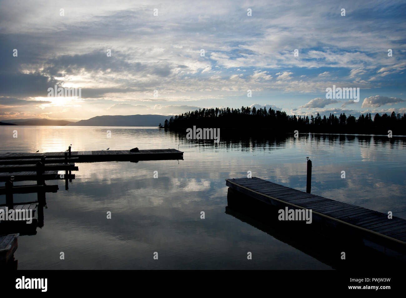 Sunset at Flathead Lake, Montana Stock Photo - Alamy